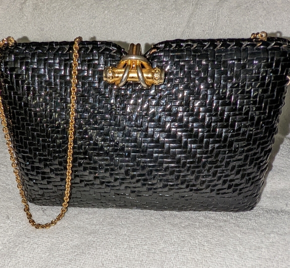 Rodo | Bags | Vintage Rodo Black Braided Wicker Bag And Gold Metal ...
